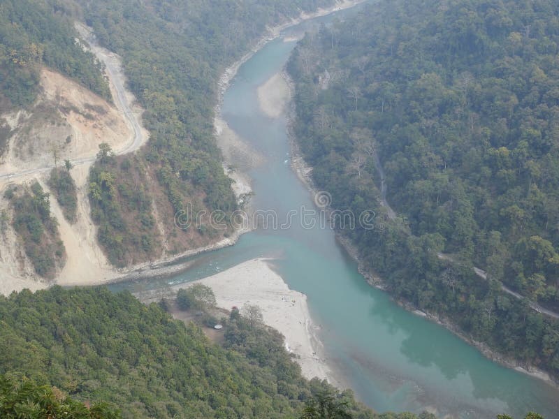 Rivers Joining on the Valley Stock Image - Image of junction, three ...