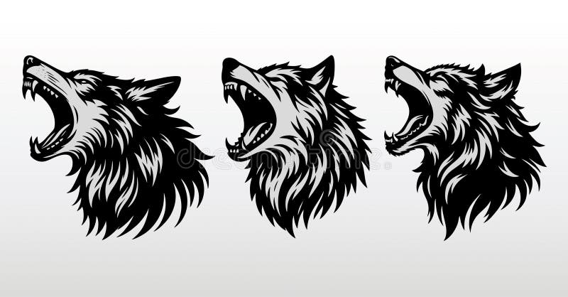 Three Roaring Wolves stock vector. Illustration of predator - 392161222