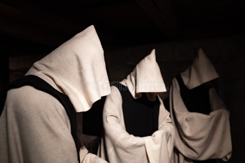 Three medieval monks stock photo. Image of robed, christianity - 260370174