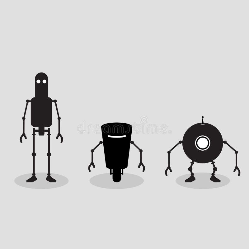 Three robots stock vector. Illustration of mascot, graphic - 53665695