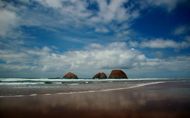Three Rock Arches National Refuge on the Oregon Coast Stock Image ...