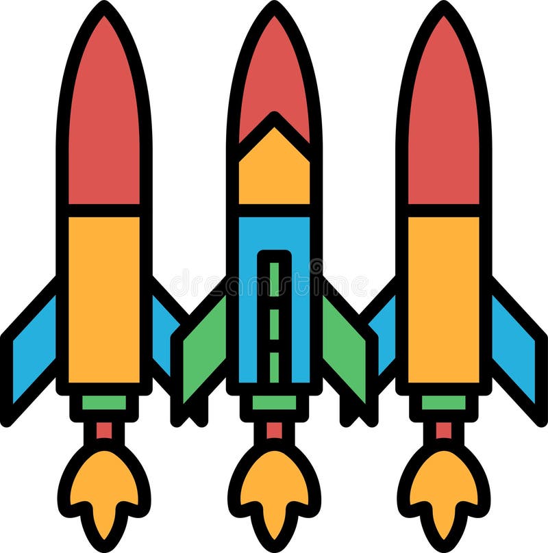 Three Rockets are Flying in the Sky Stock Vector - Illustration of ...
