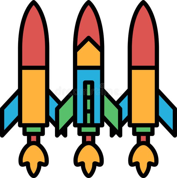 Three Rockets are Flying in the Sky Stock Vector - Illustration of ...