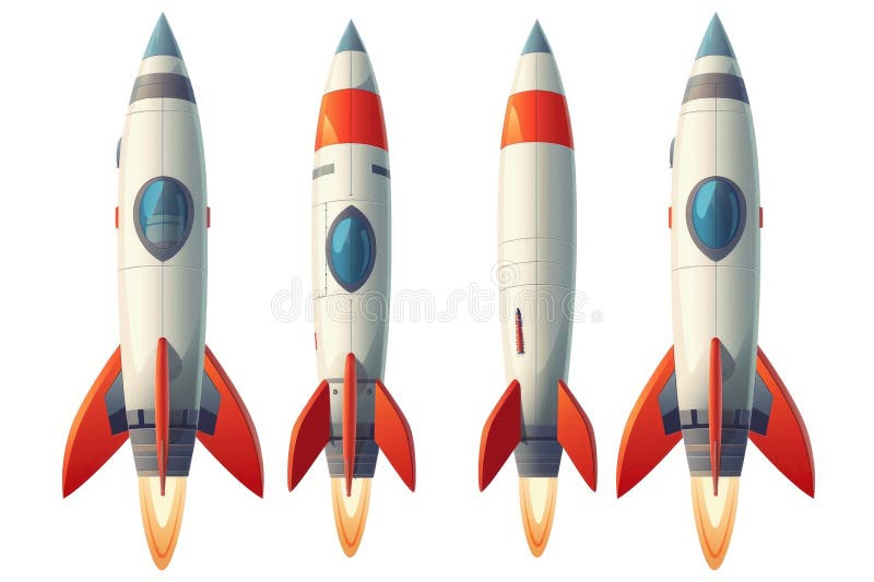Three Rockets Sitting Next To Each Other, Suitable for Space or ...