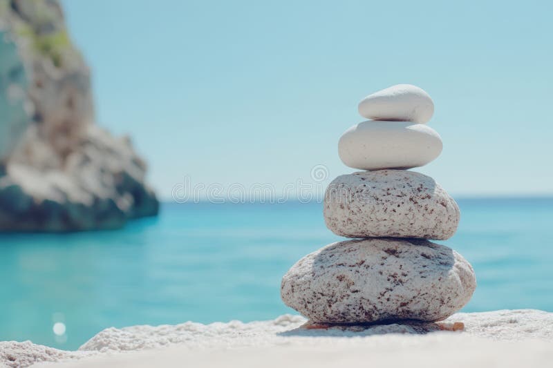 Three Rocks Balanced on a Beach, Showcasing Nature S Beauty and ...