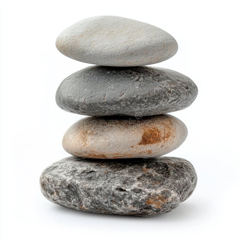 Three Rocks are Neatly Stacked on a White Surface, Creating a Simple ...