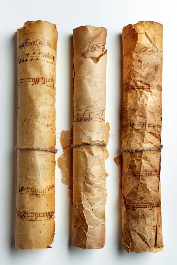 Three Rolled Papers Wrapped in Brown Paper, Ready for Storage or ...