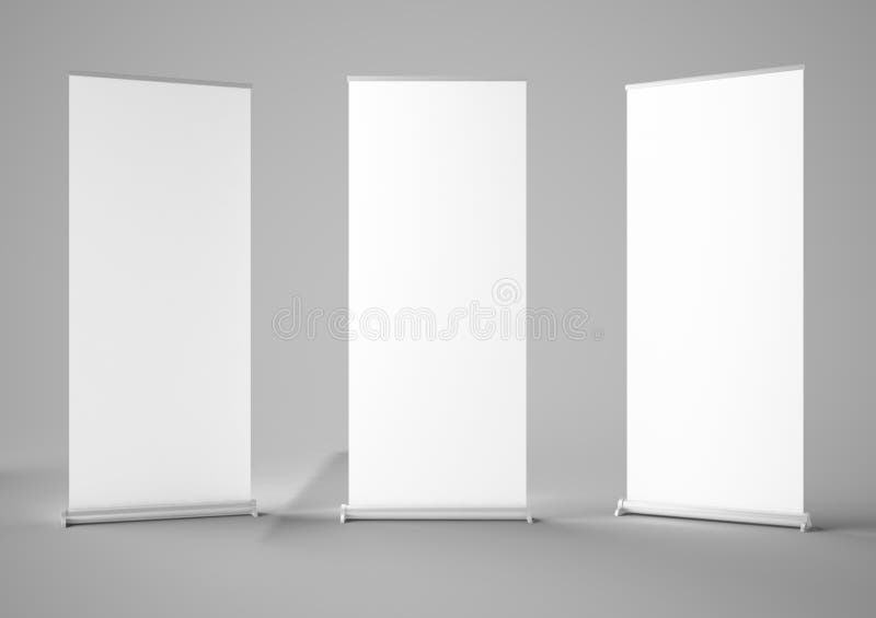 Three Roller and Poster at Exhibition Mockup Stock Illustration ...