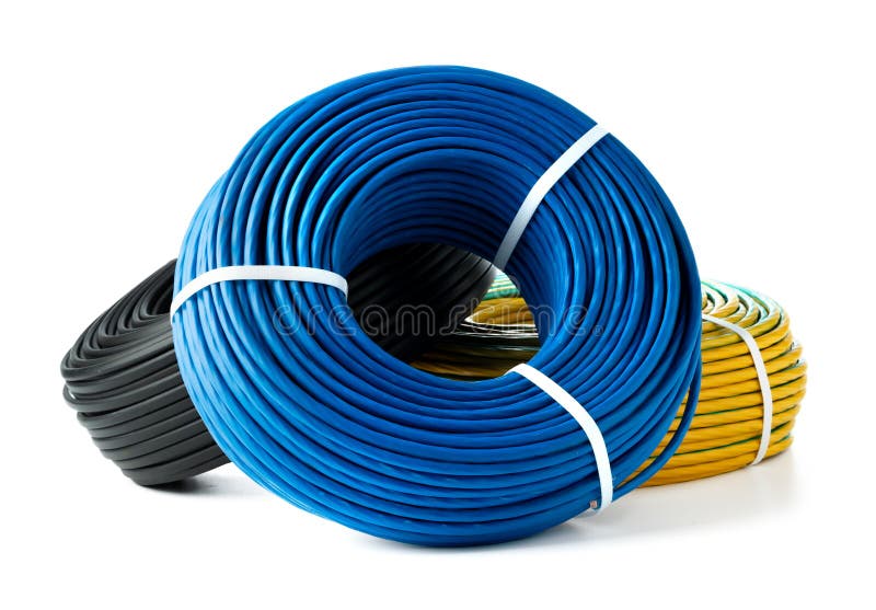 Three Rolls of Electrical Wire Isolated on White Background Stock Image ...