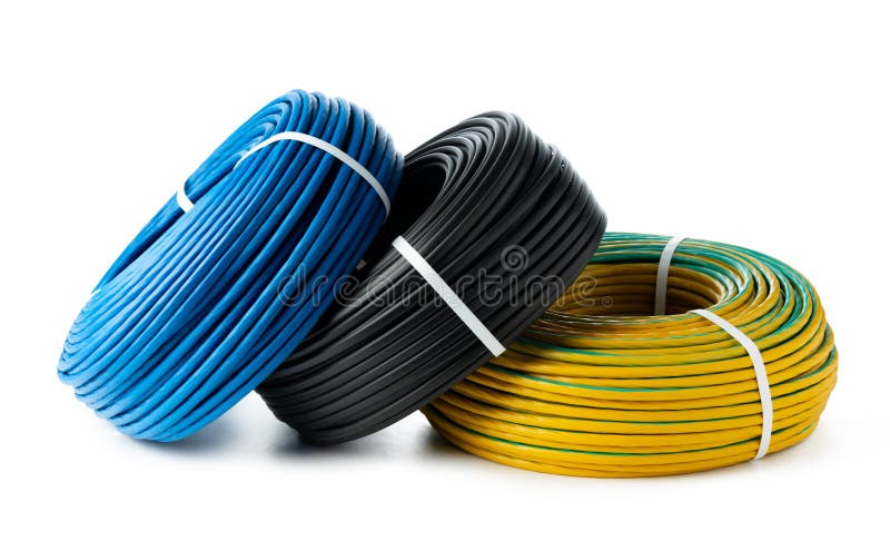 Three Rolls of Electrical Wire Isolated on White Background Stock Image ...