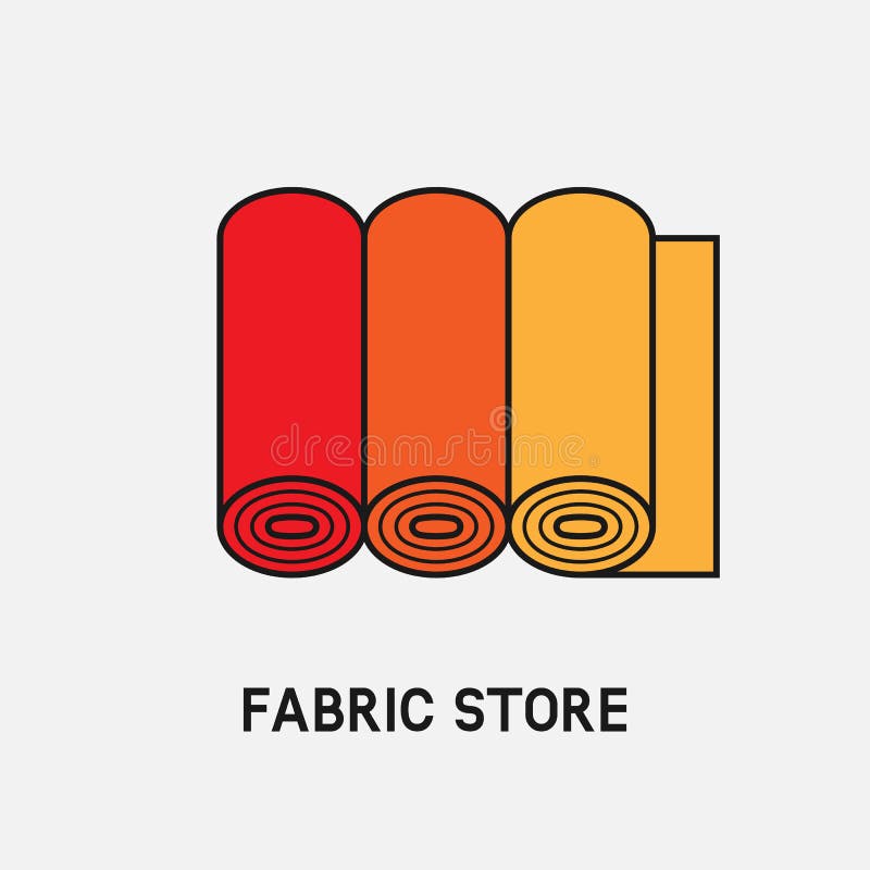 Three Rolls of Fabric. Fabric Store Icon Stock Vector - Illustration of ...