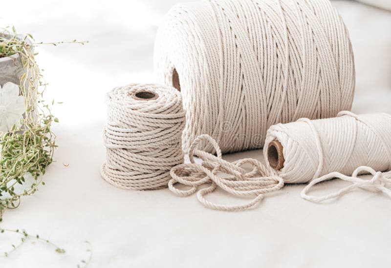 Natural White Macrame Cord on Soft White Background Stock Photo - Image ...