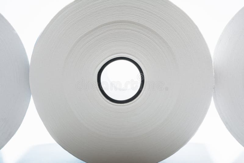 Rolls of White Paper with Black Coils on White Background Stock Image ...