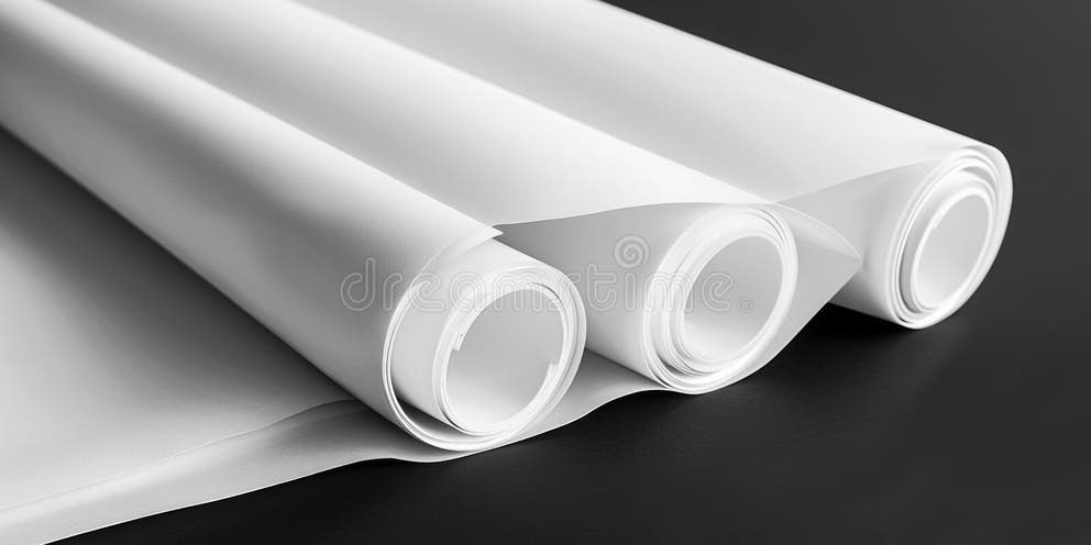 Three Rolls of White Paper Sit on a Table, Ready for Use Stock Image ...