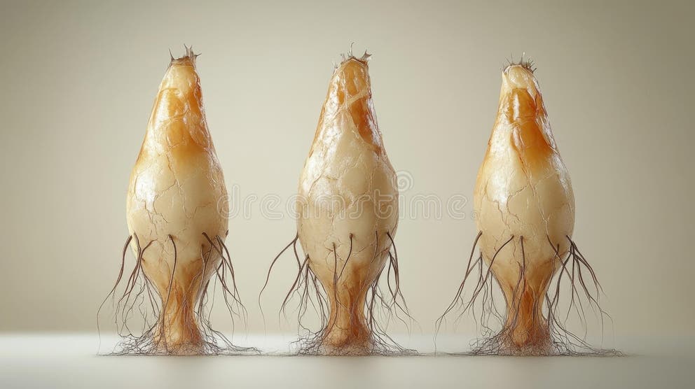 Abstract Root Vegetables with Visible Roots and Soil Stock Illustration ...