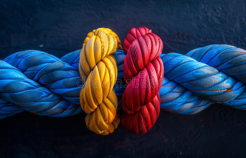 Three Ropes are Tied Together in a Knot Stock Photo - Image of white ...