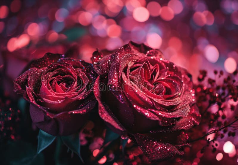 Three Roses with Glitter that Glow in the Dark Stock Image - Image of ...