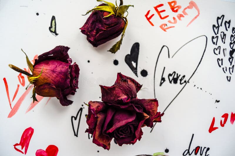 Three Roses on a Paper with Text Stock Image - Image of celebration ...