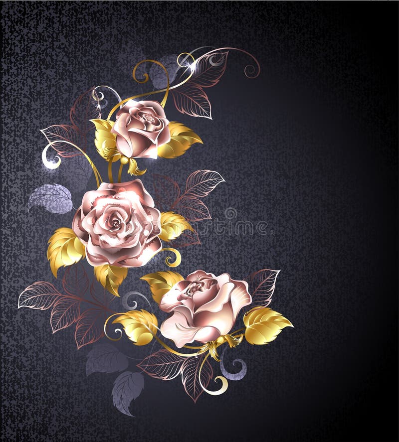 Three Roses in Hand Drawn Style Stock Vector - Illustration of black ...
