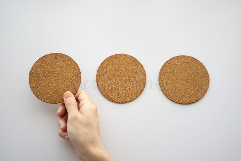 Three Round Cork Board and Hand Selecting the Left Stock Photo - Image ...