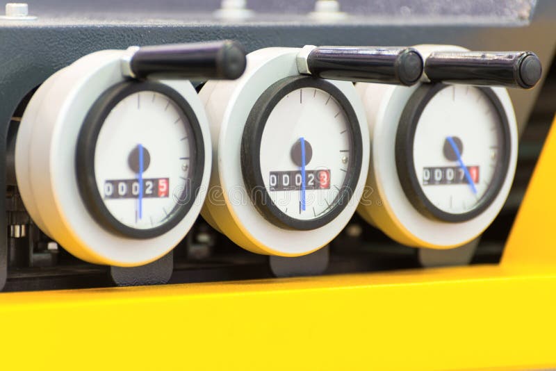 Three Round Counters with Pointer Pointers. Measuring Instruments Stock ...