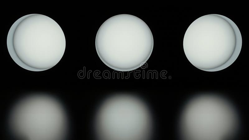 Three Round Lights Illuminate a Dark Surface Stock Illustration ...