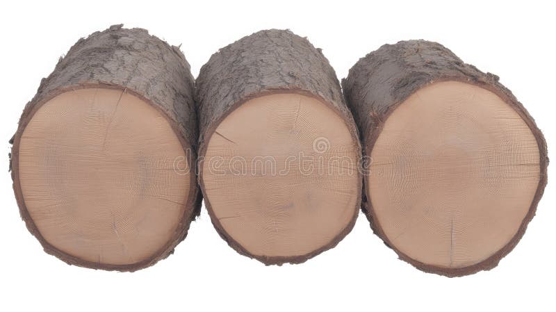 Three Round Logs Displayed on a White Background for Woodworking ...