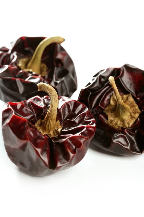 Three Round Mediterranean Dried Dark Red Peppers Stock Image - Image of ...