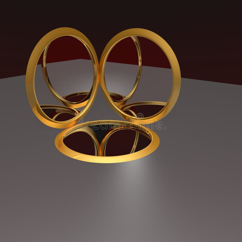 Three round mirrors stock illustration. Illustration of gold - 31370564