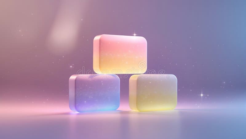 Three Rounded Cubes Stacked in a Pyramid Shape with Soft Pastel ...