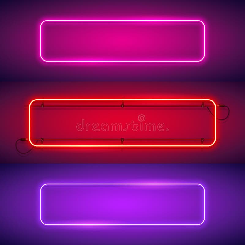 Three Rounded Rectangular Neon Frames Stock Vector - Illustration of ...