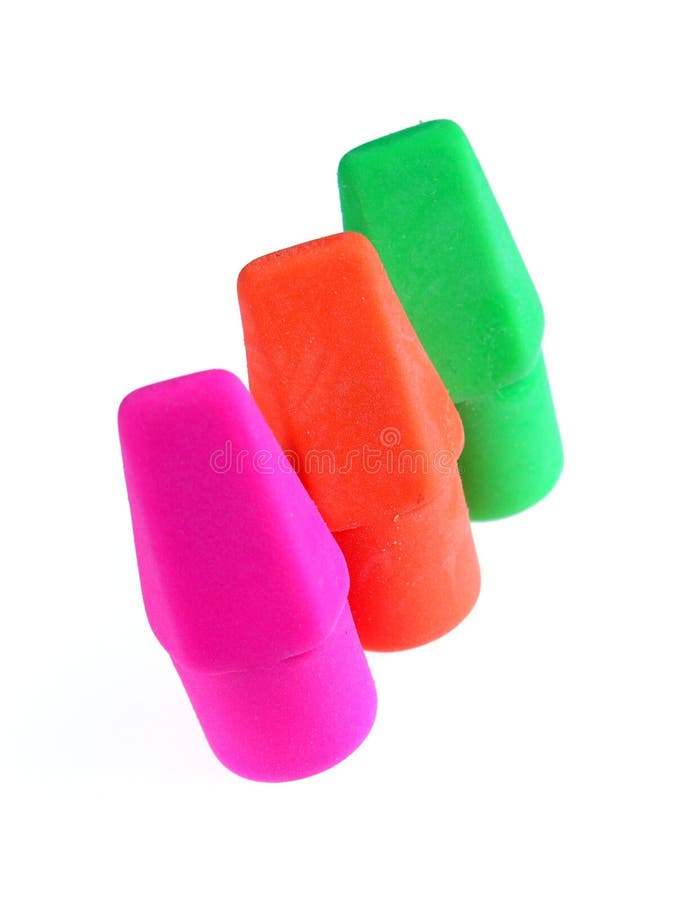 Three in a row stock photo. Image of green, closeup, eraser - 257554