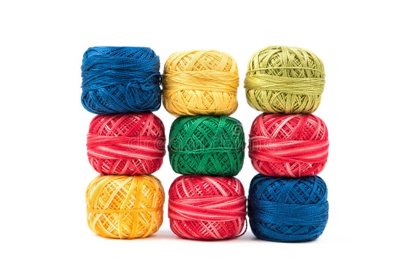Three Rows of Colored Sewing Threads on a White Background. Colorful ...
