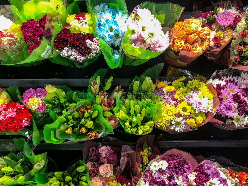 Colorful Bunches of Flowers for Sale Stock Image - Image of three ...
