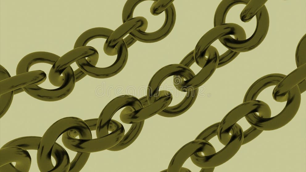 Three Rows of Metal Gold Chains Moving Isolated on a Beige Background ...