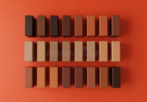 Rows of Rectangular Blocks in Various Skin Tone Shades on Orange ...
