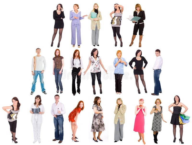 Three Rows of Separate People Stock Photo - Image of female, people ...
