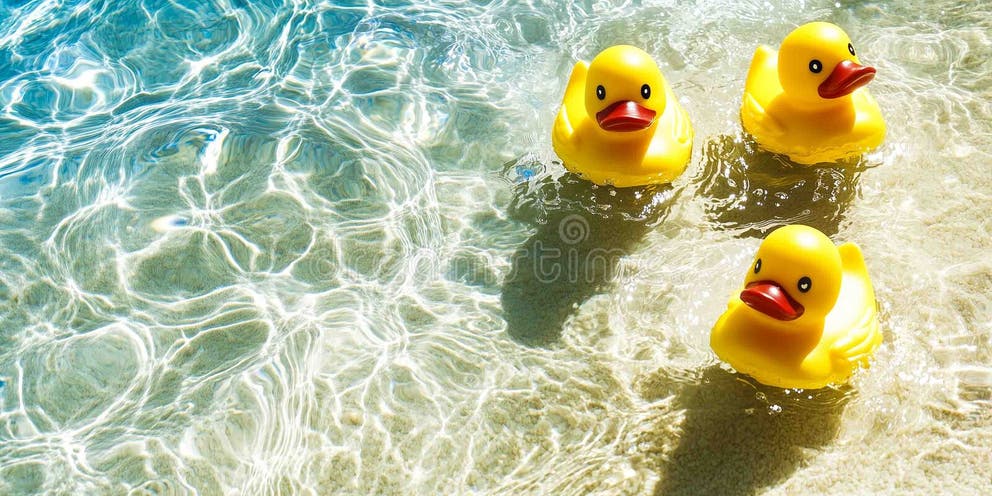 Three Rubber Ducks are Floating in the Water Stock Illustration ...