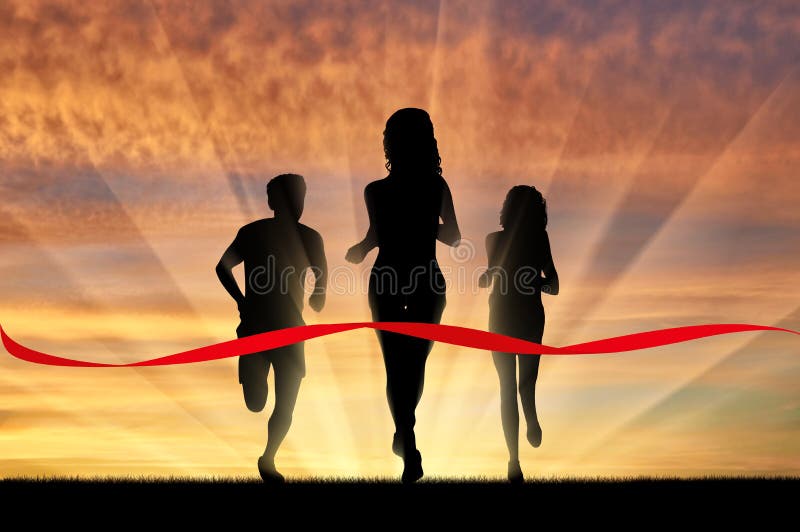 Three runner and red tape stock photo. Image of speed - 76457920