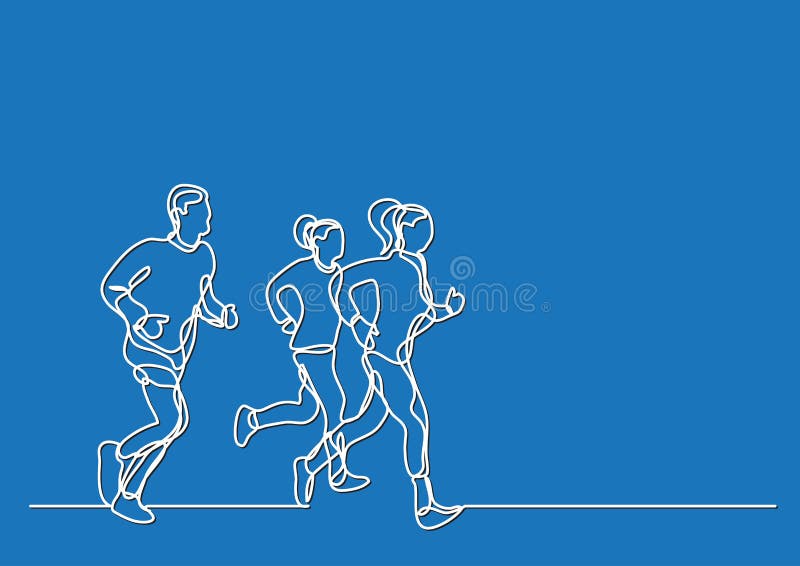 Three Runners - Continuous Line Drawing Stock Vector - Illustration of ...