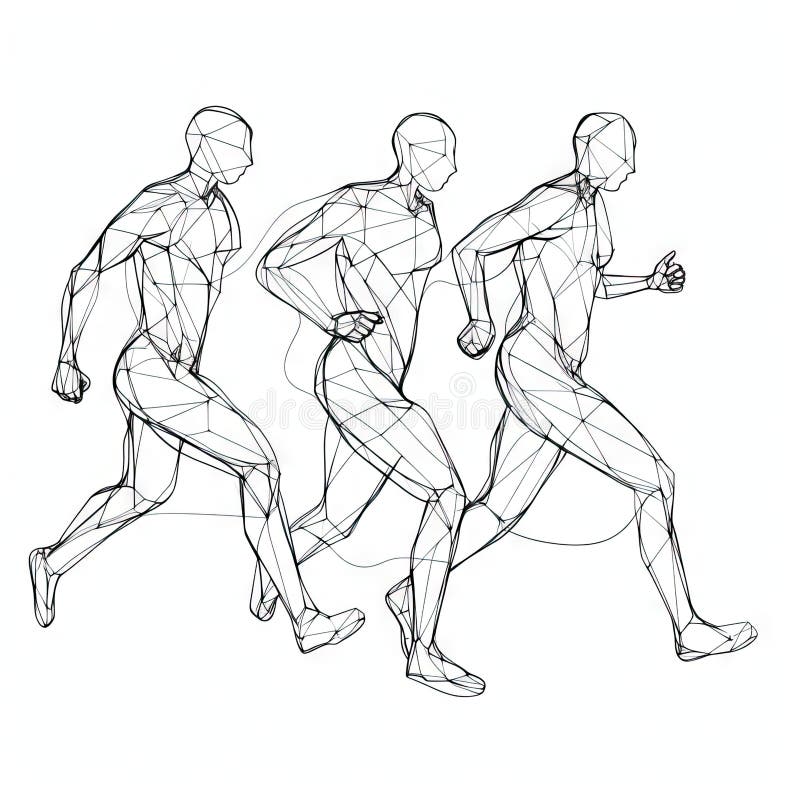 Three Runners in One Continuous Line Drawing. Perfect for Sports ...