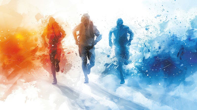 Three Runners are Running in a Race, with One Runner in the Middle ...