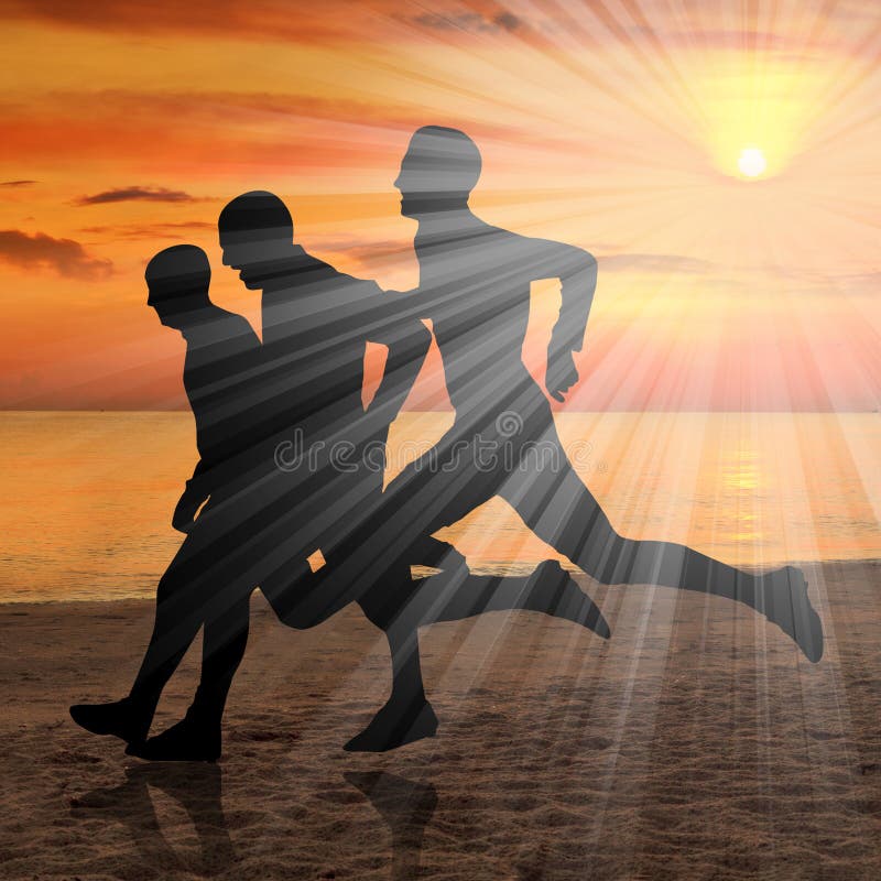 Three runners stock image. Image of coastline, nature - 35931593