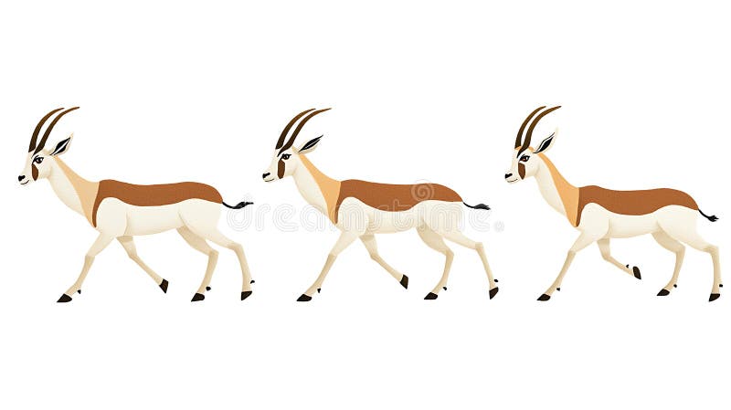 Three Running Gazelles Animation Sequence Profile View Stock ...