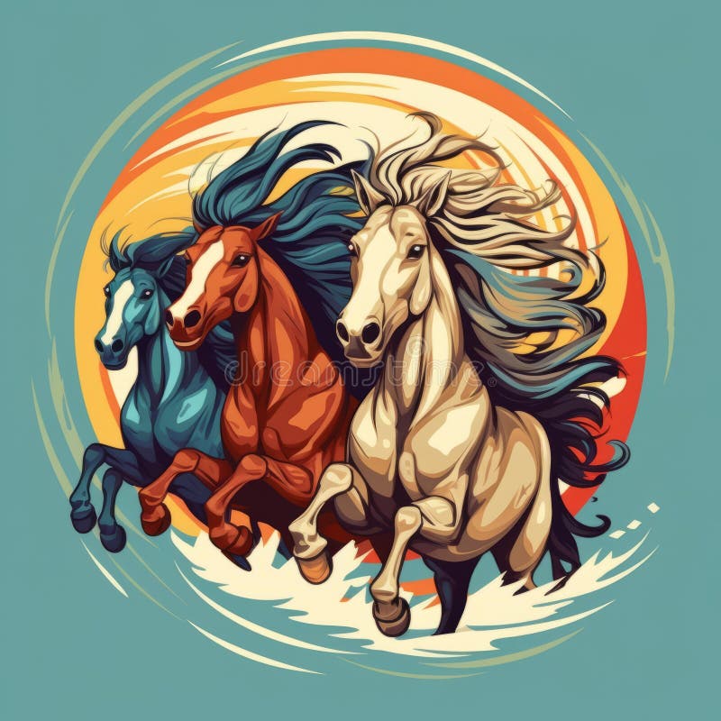 Three Running Horses Stock Illustrations – 112 Three Running Horses ...