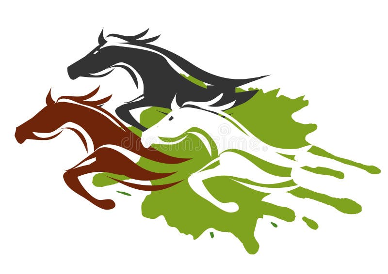 Three Running Horses stock vector. Illustration of animal - 43963876