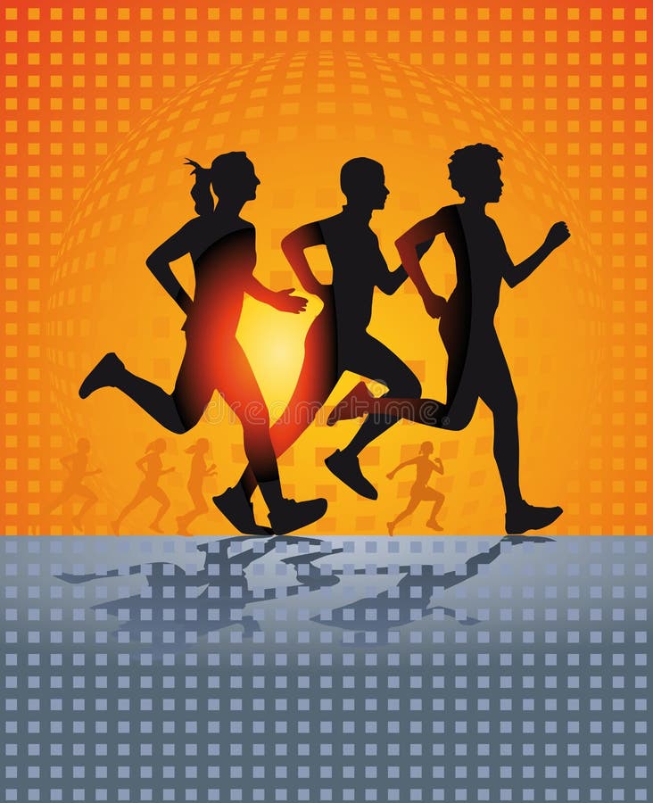 Silhouetted runners stock vector. Illustration of sport - 32312451