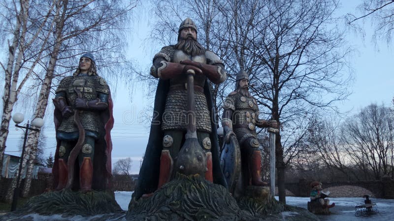 Three russian heroes editorial stock photo. Image of fairytale - 93893508