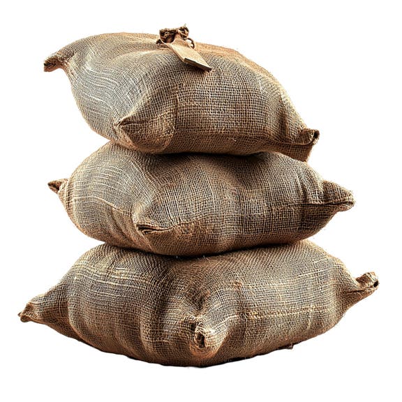 Three Rustic Burlap Sacks Stacked Texture Brown Old Bags Jute Life ...