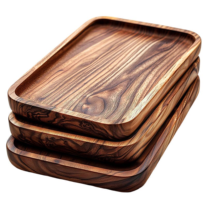 Three Rustic Wooden Rectangular Trays Stacked Set Home Dark Stock ...
